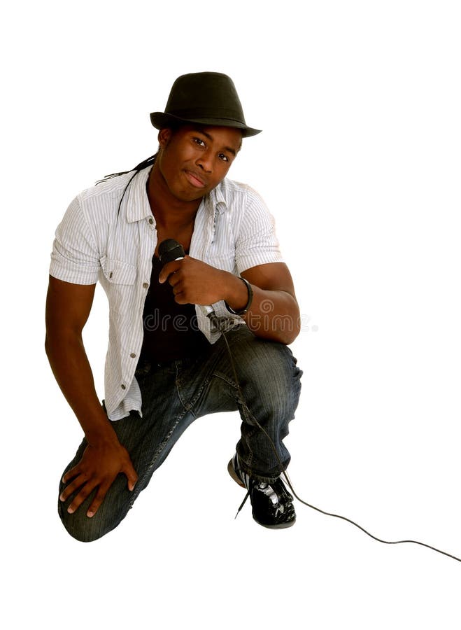 Rapper Singer with Microphone Stock Photo - Image of american, black ...