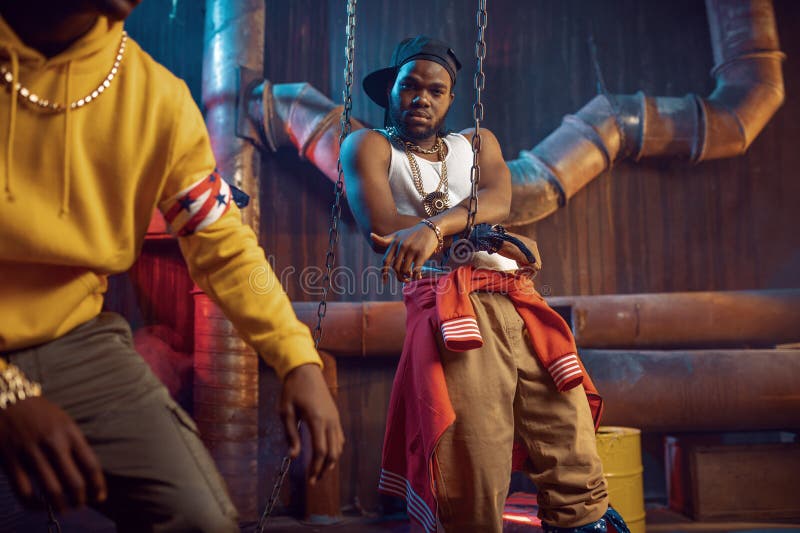 Rappers Poses, Break-dance Performing in Studio Stock Image - Image of ...