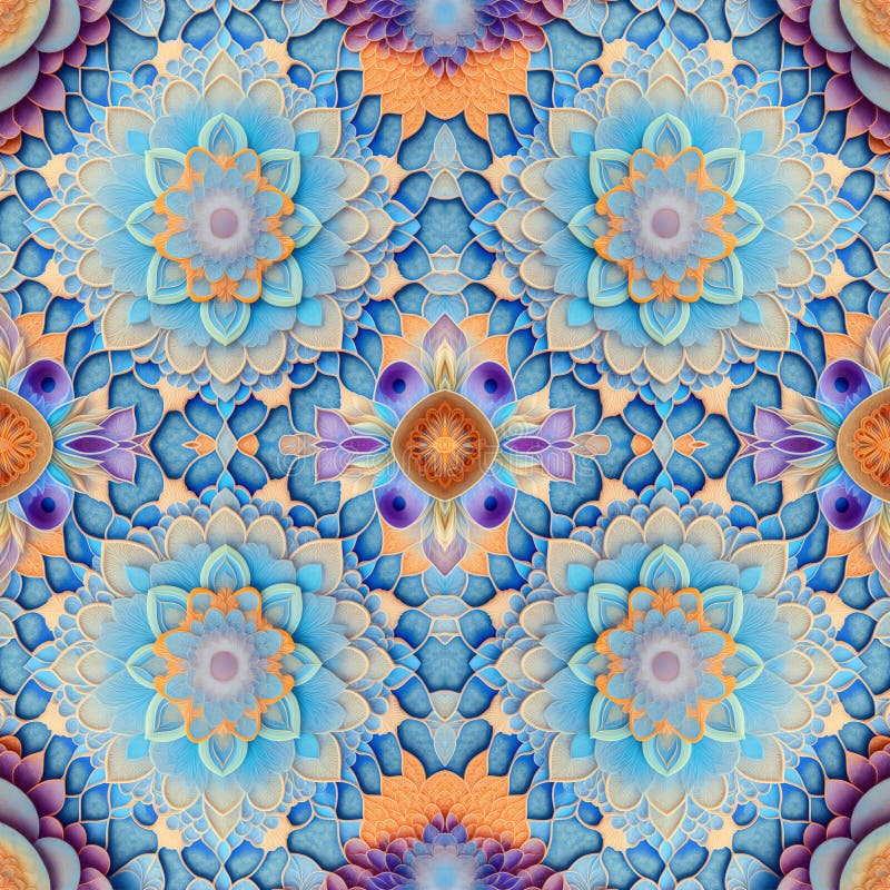 Rapport Seamless of Beautiful Flowers with Relief for Pattern in Blue ...