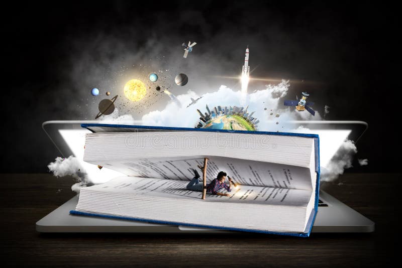 Rapt in Reading. Mixed Media Stock Photo - Image of person, education ...