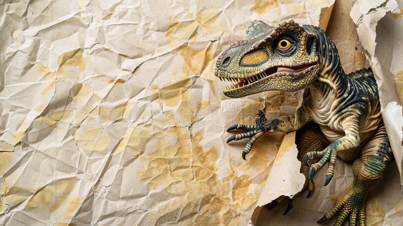 Raptor Dinosaur Ripping Out Paper Background. Generative Ai Stock ...