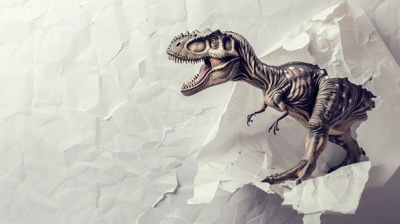 Raptor Dinosaur Ripping Out Paper Background. Generative Ai Stock ...