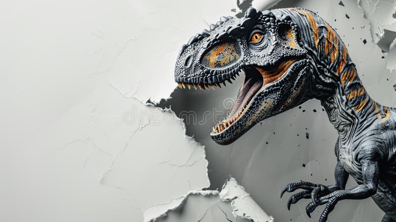 Raptor Dinosaur Ripping Out Paper Background. Generative Ai Stock ...