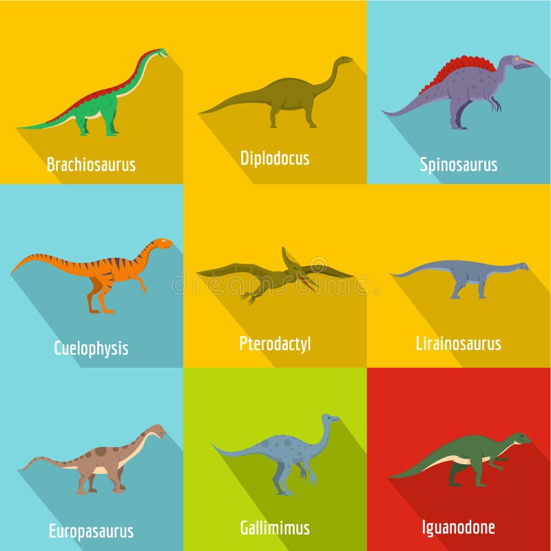 Raptor Icons Set, Flat Style Stock Vector - Illustration of line ...