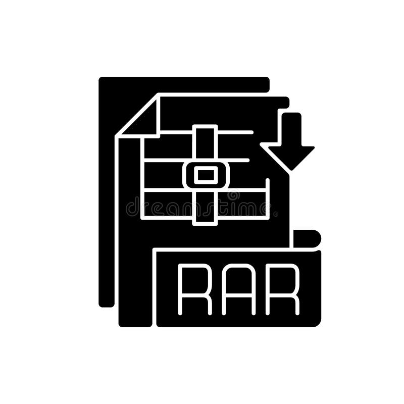 RAR file black glyph icon stock vector. Illustration of filled - 197247780