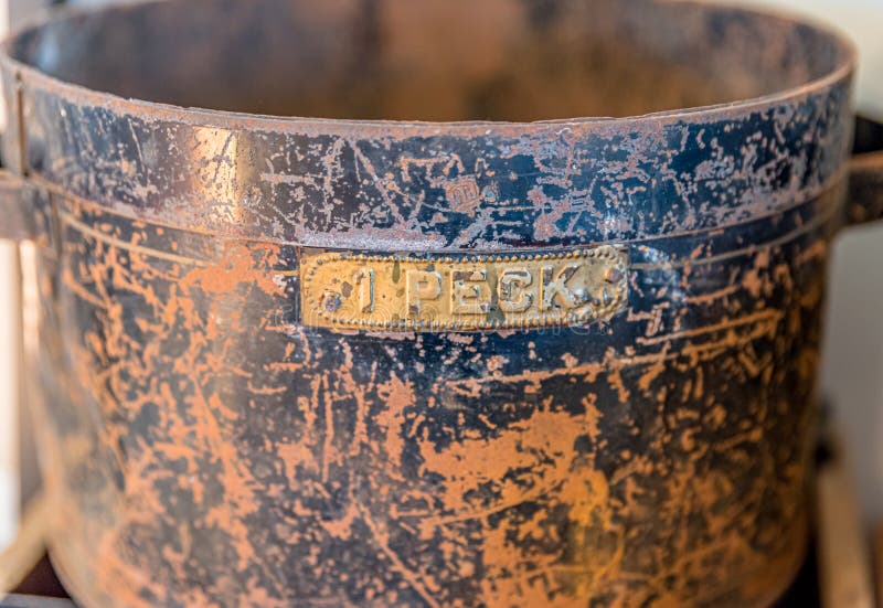 Rare Antique One Peck Measure Stock Image - Image of closeup, weight ...