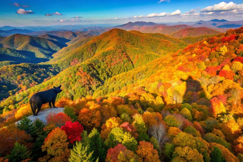 "Rare Autumn Bear Shadow in Blue Ridge Mountains Stock Illustration ...