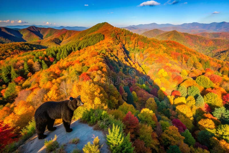 "Rare Autumn Bear Shadow in Blue Ridge Mountains Stock Illustration ...
