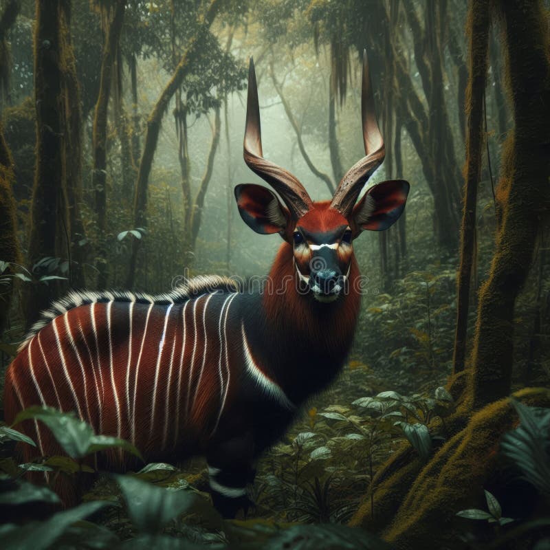 Rare Bongo Sighting stock illustration. Illustration of antelope ...