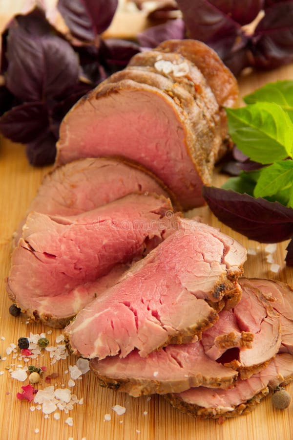 Rare Cooked Beef Roast stock photo. Image of rare, knife - 41157294