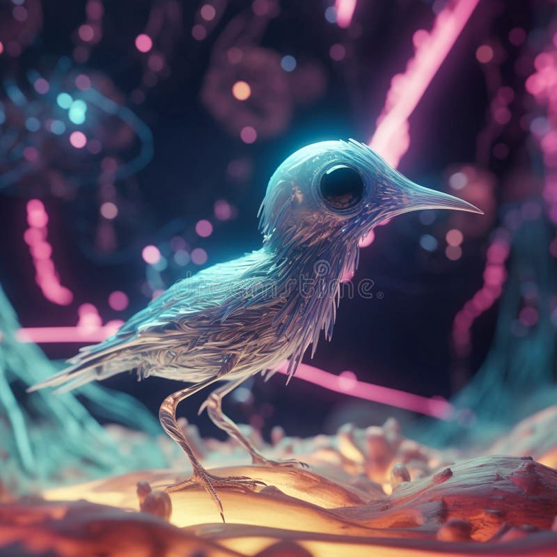 Rare and Cute Bird Based Creature in an Interdimen. Stock Illustration ...