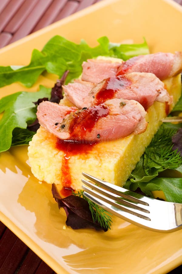 Rare Duck with Spicy Cranberry Sauce Stock Photo - Image of sauce ...