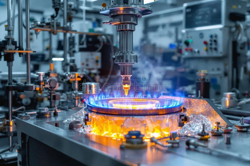 Rare Earth Processing with Flames, Generative Ai Stock Illustration ...
