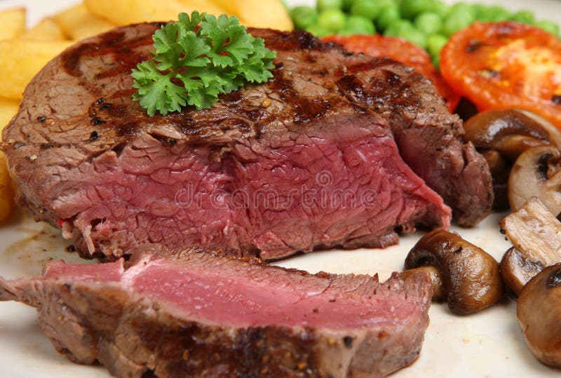 Rare Fillet Steak & Chips Stock Image - Image of fillet, food: 10765053