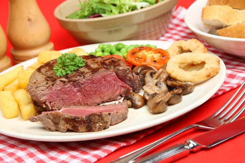 Rare Fillet Steak Dinner stock photo. Image of meal, horizontal - 10766800