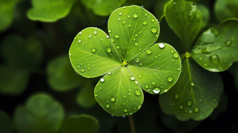 A Rare Four-leaf Clover, a Symbol of Luck, among the Lush Three-leaf ...