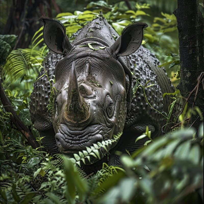 Rare Javan Rhino in the Tropical Rainforests of Indonesia Stock ...
