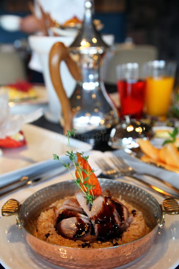 Rare lamb meat with rice stock photo. Image of eating - 162838762