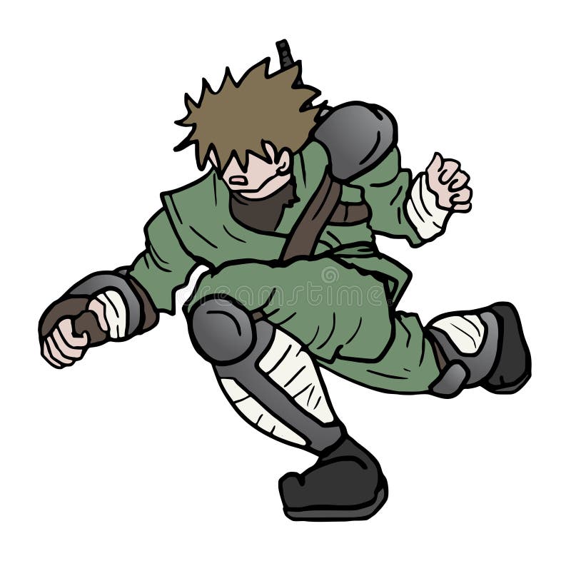 Sitting ninja draw stock vector. Illustration of unhappy - 163243802