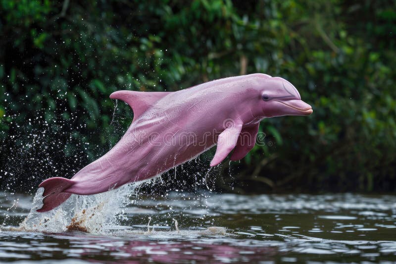 A Rare and Playful Pink River Dolphin Leaping Out of the Water in the ...