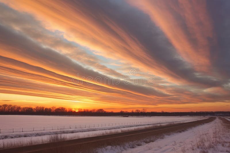 Rare Roll Clouds Extending Across the Horizon Stock Illustration ...