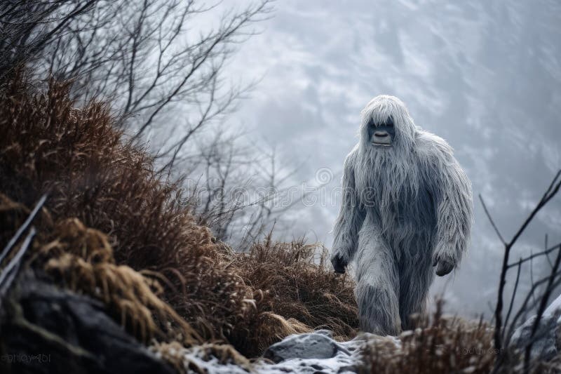 A Rare Shot of the Yeti in the Wild Stock Illustration - Illustration ...