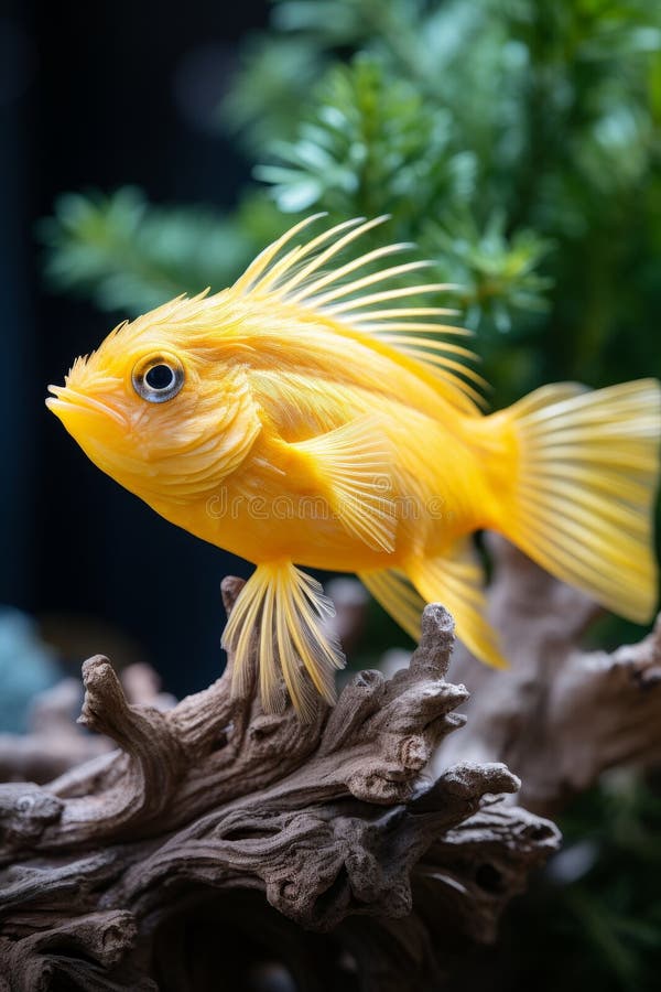 Rare Small Yellow Fish Species in the Aquarium, Close View Stock ...