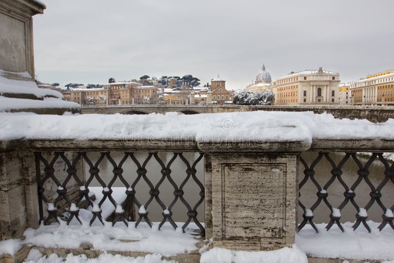 Rare snowfall in Rome. stock photo. Image of landscape - 23282206
