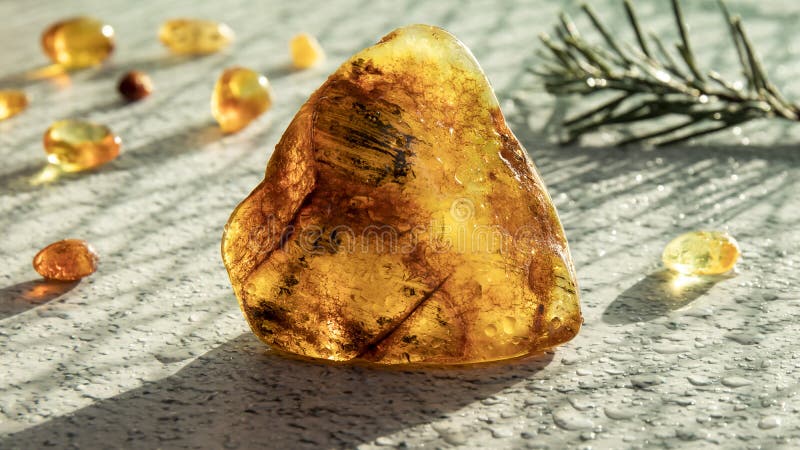 A Rare , Triangular Cut Dark Orange Ancient Baltic Amber Stone on a ...