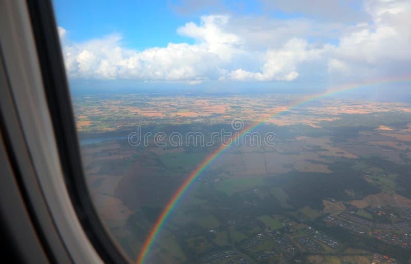Rare View of a Colored Rainbow Seen from a Planes Window High Above ...