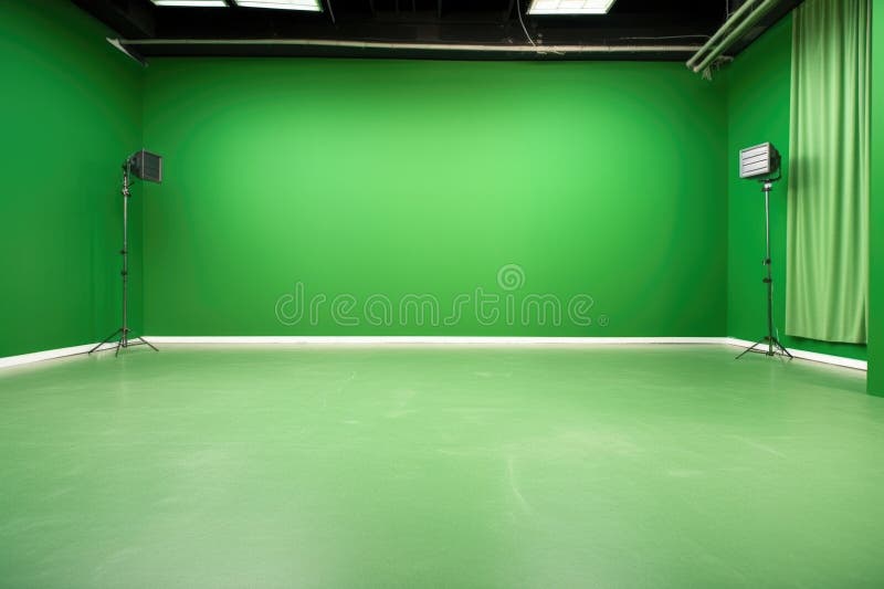 A Rare View of an Empty Green Background Studio Stock Photo - Image of ...