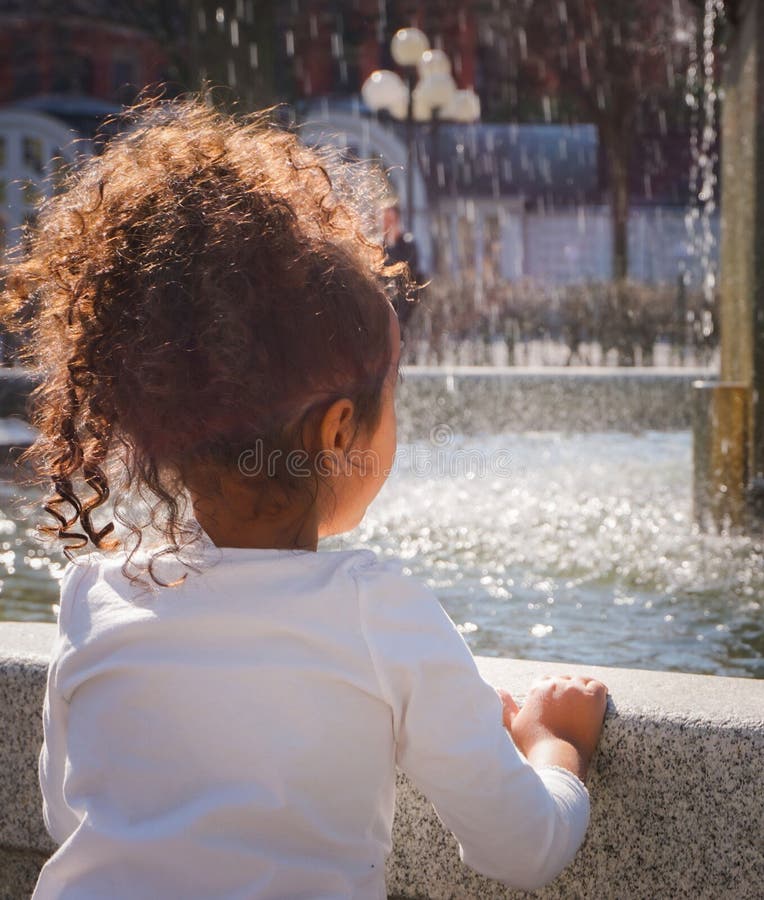 Rare View of a Girl at a Fountain Stock Image - Image of fair, building ...