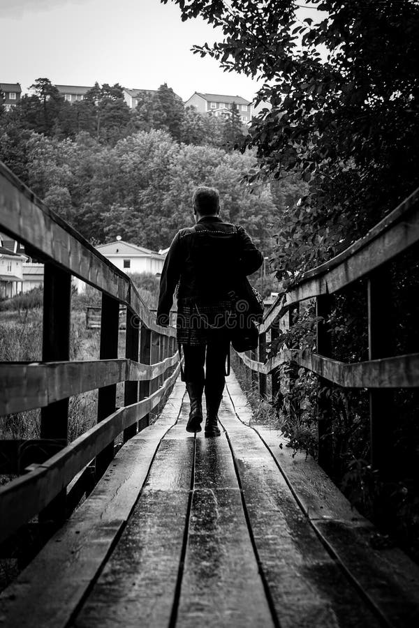 Rare View of a Woman Walking on Path Stock Image - Image of wood ...