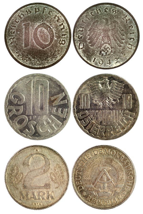 Rare Vintage Coins of Germany Stock Photo - Image of history, 1977: ...