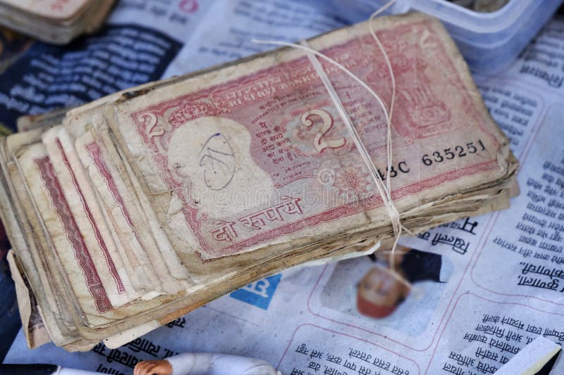Vintage Old Indian Currency Notes and Change Stock Image - Image of ...