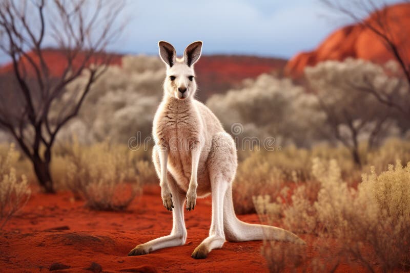 Rare White Kangaroo. Generative AI Stock Photo - Image of dawn, beauty ...