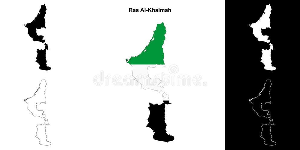 Ras Al-Khaimah outline map stock vector. Illustration of boundary ...