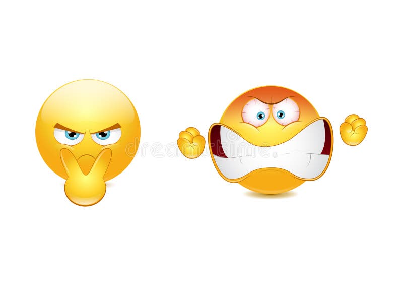 Rasande och hård emoticon stock illustrationer. Illustration av symbol ...