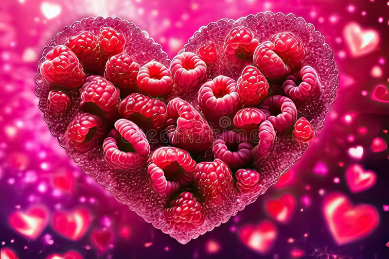 Raspberries are Arranged in the Shape of a Heart Stock Photo - Image of ...