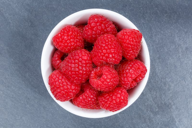 Raspberries Berries from Above Bowl Slate Stock Photo - Image of ...