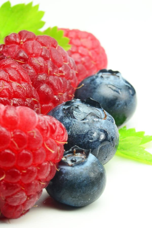 Raspberries and Blueberries Stock Photo - Image of macro, ripe: 25432998