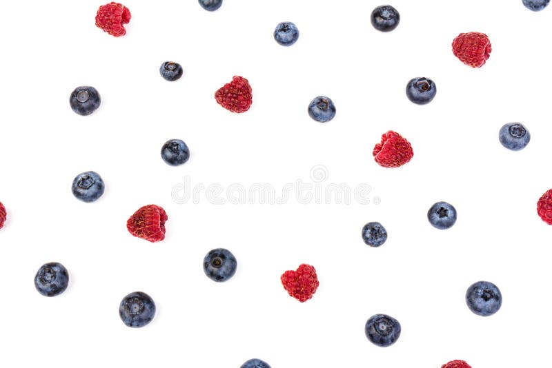 Raspberries and Blueberries Isolated on White Background Stock Image ...