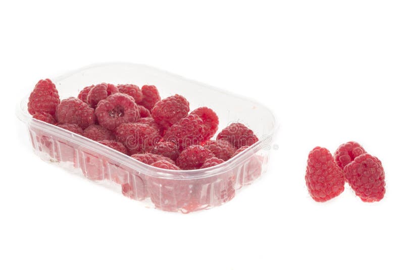 Raspberries in Box stock photo. Image of close, square - 45815376