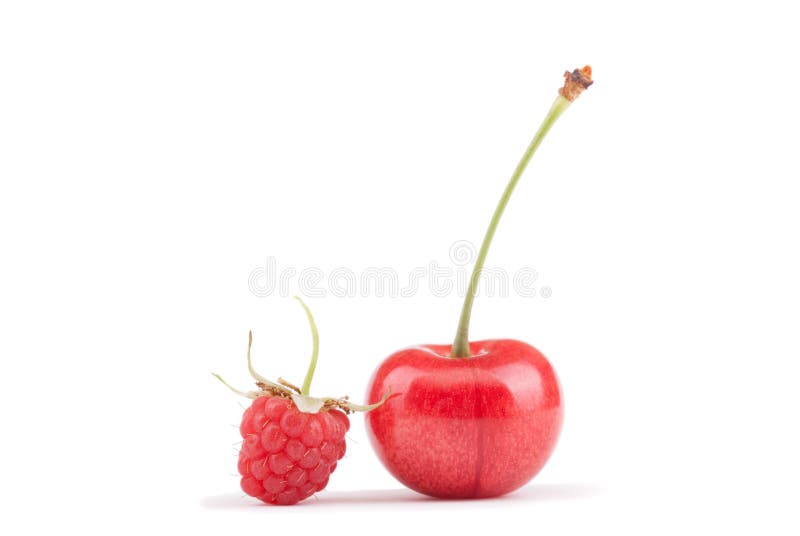 Raspberries and cherries stock image. Image of health - 56568477