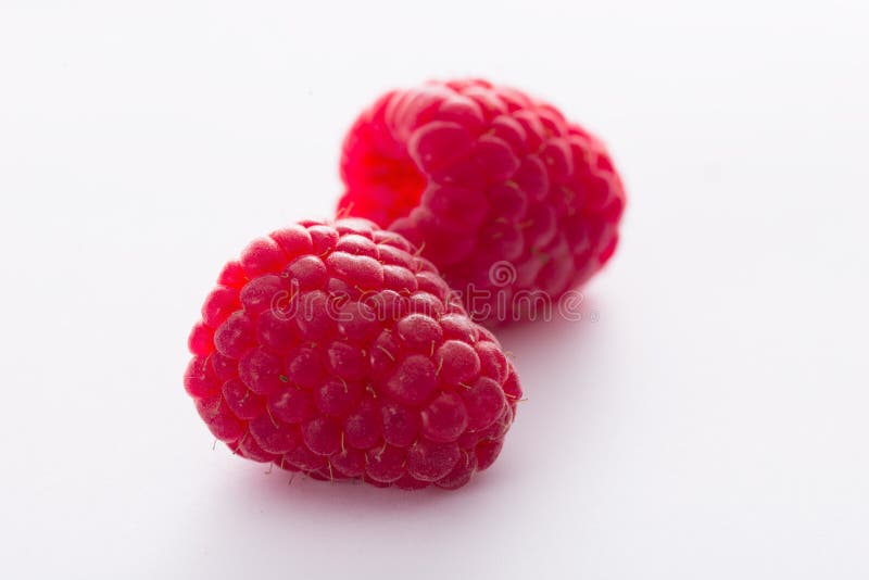 Raspberries Closeup on White Background Stock Image - Image of diet ...