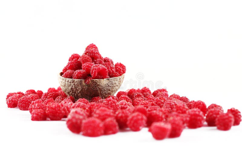 Raspberries in a Coconut Shell, Seen from Above Stock Image - Image of ...