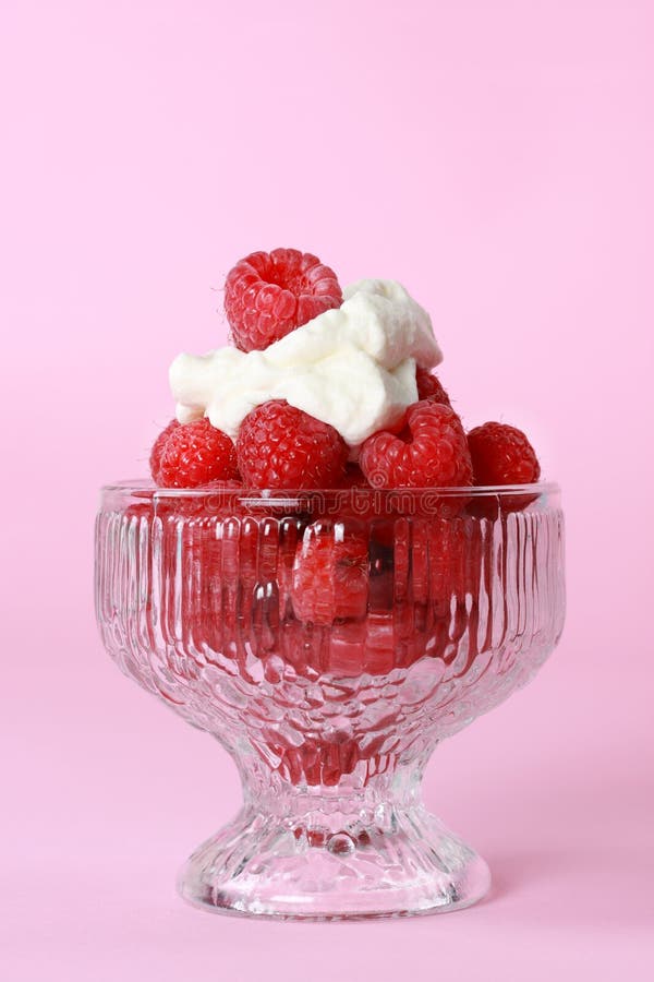 Raspberries and cream stock photo. Image of food, whipped - 14367406