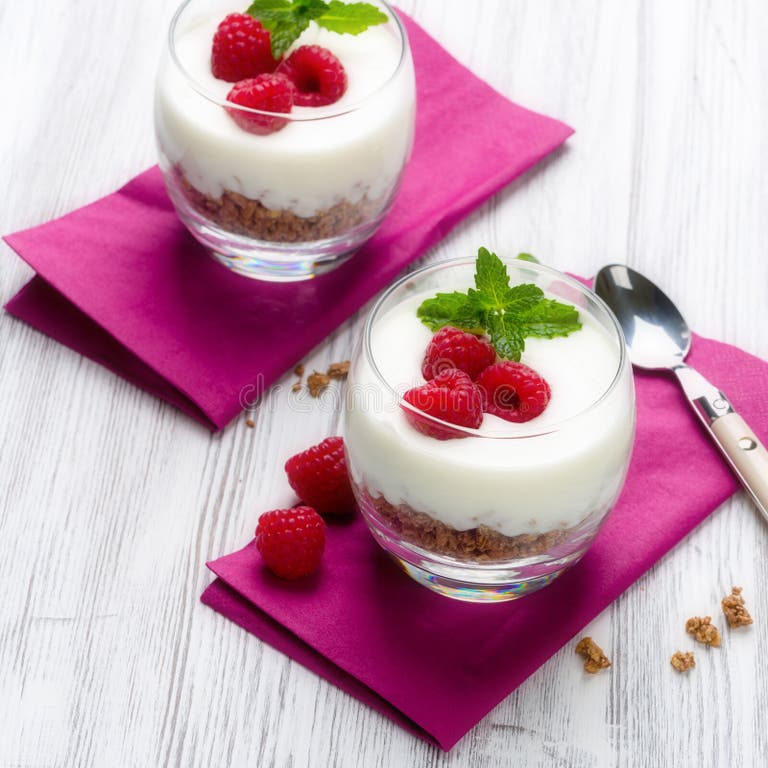 Raspberries Dessert stock image. Image of mint, fruits - 36796845