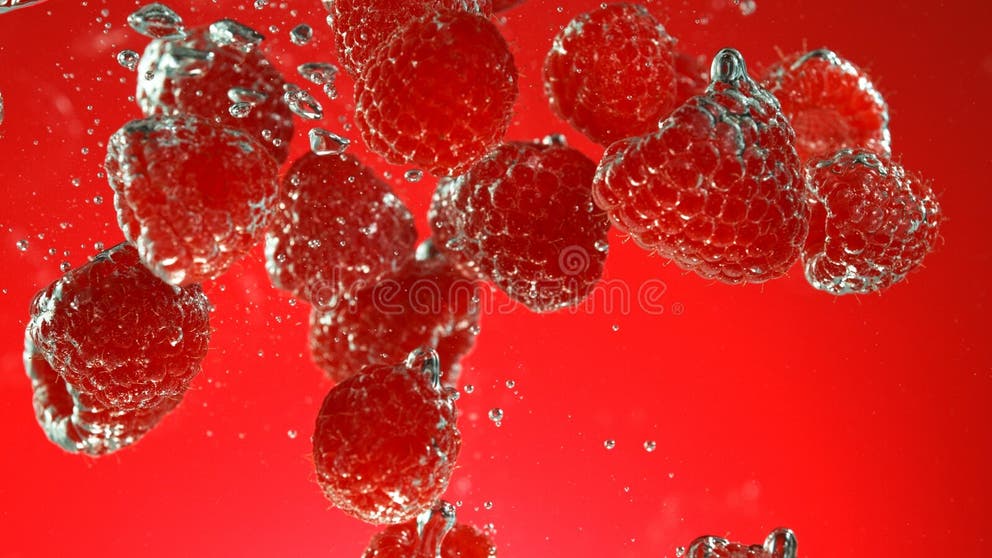 Raspberries Falling into Water Stock Image - Image of juice, motion ...