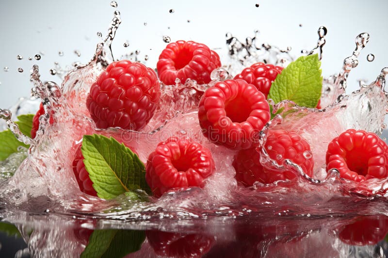 Raspberries Falling into Water, a Splash of Water from Falling ...